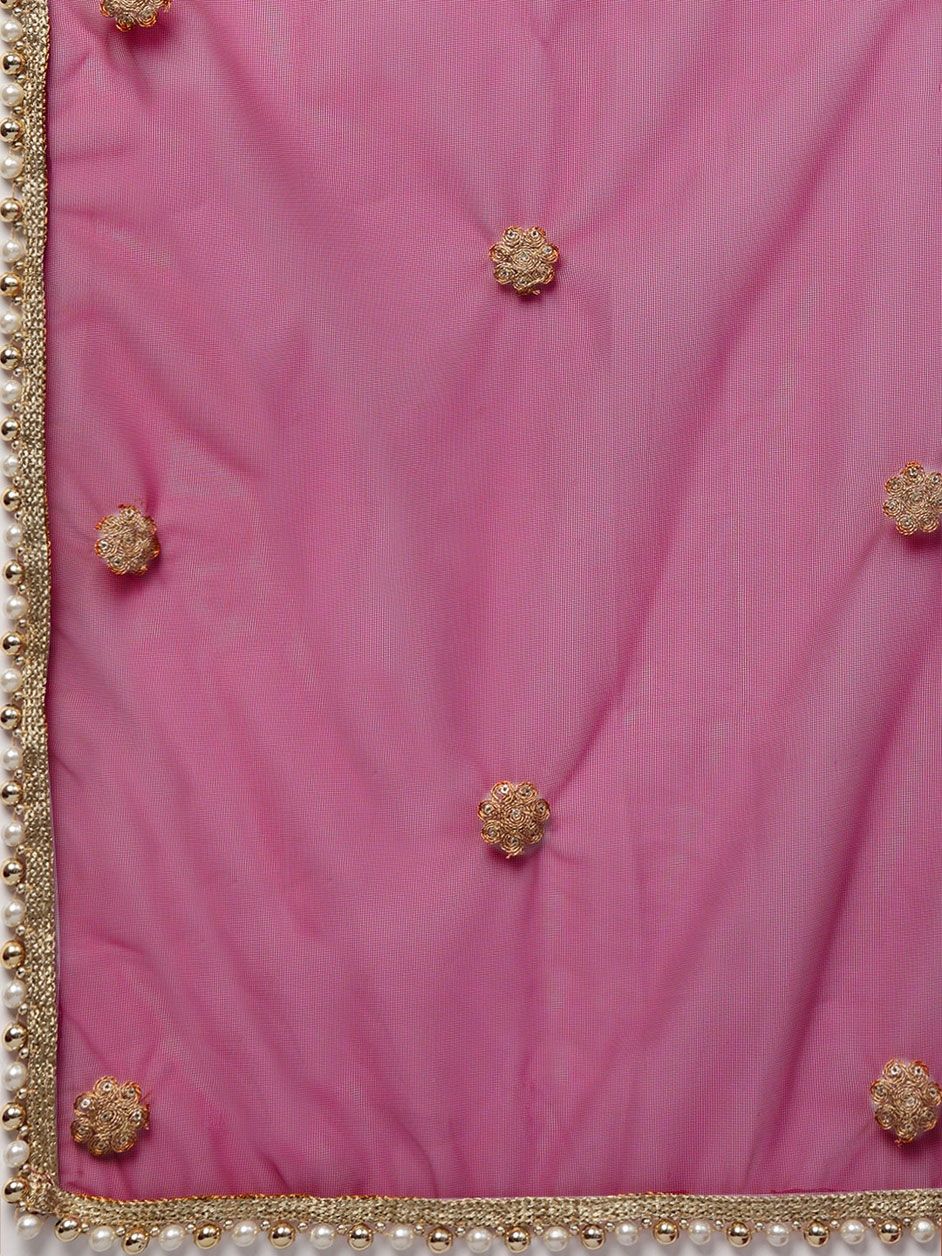 Mehendi Sangeet Pink and Majenta color Raw Silk fabric Lehenga : 1513992