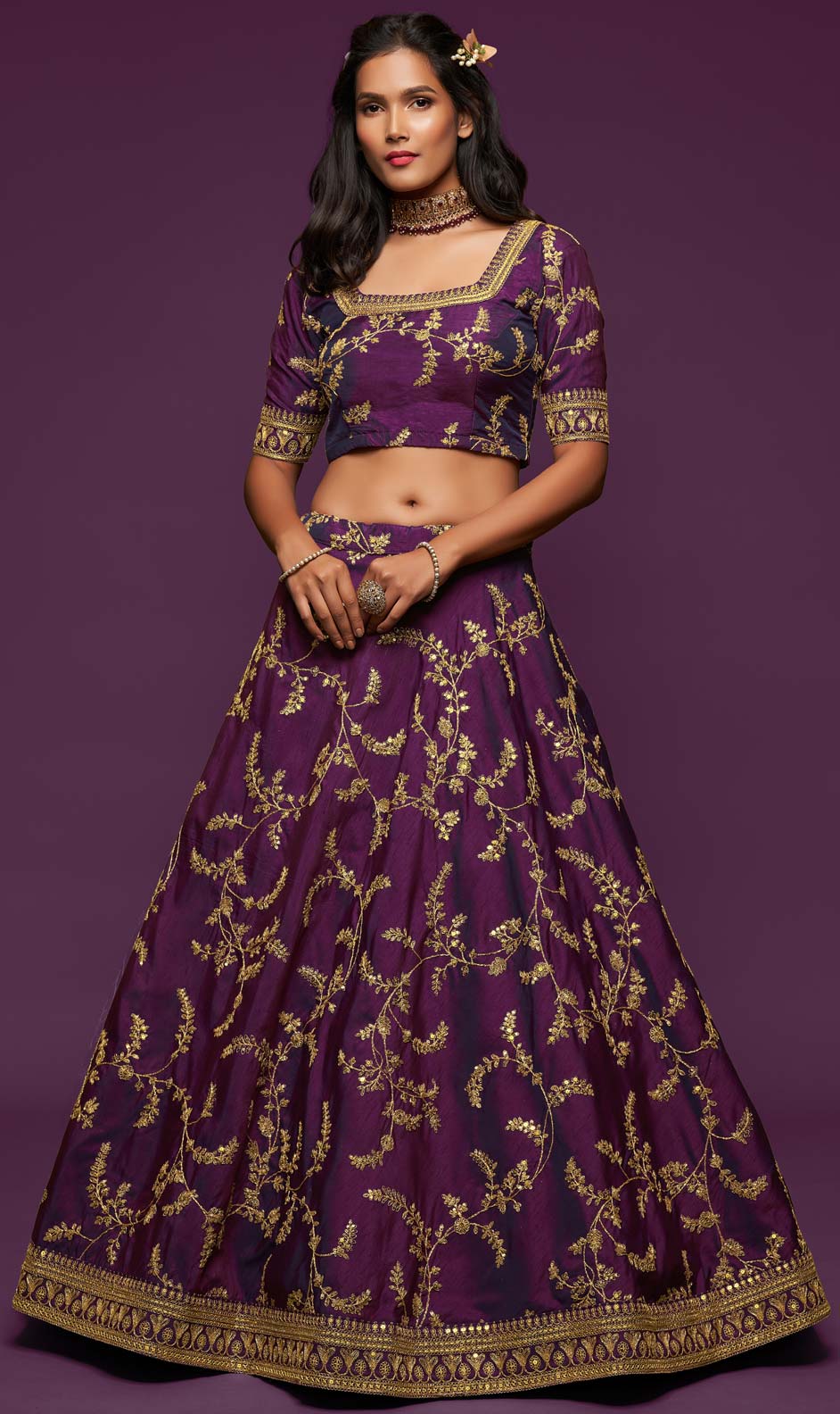Engagement, Festive, Wedding Purple and Violet color Art Silk fabric ...