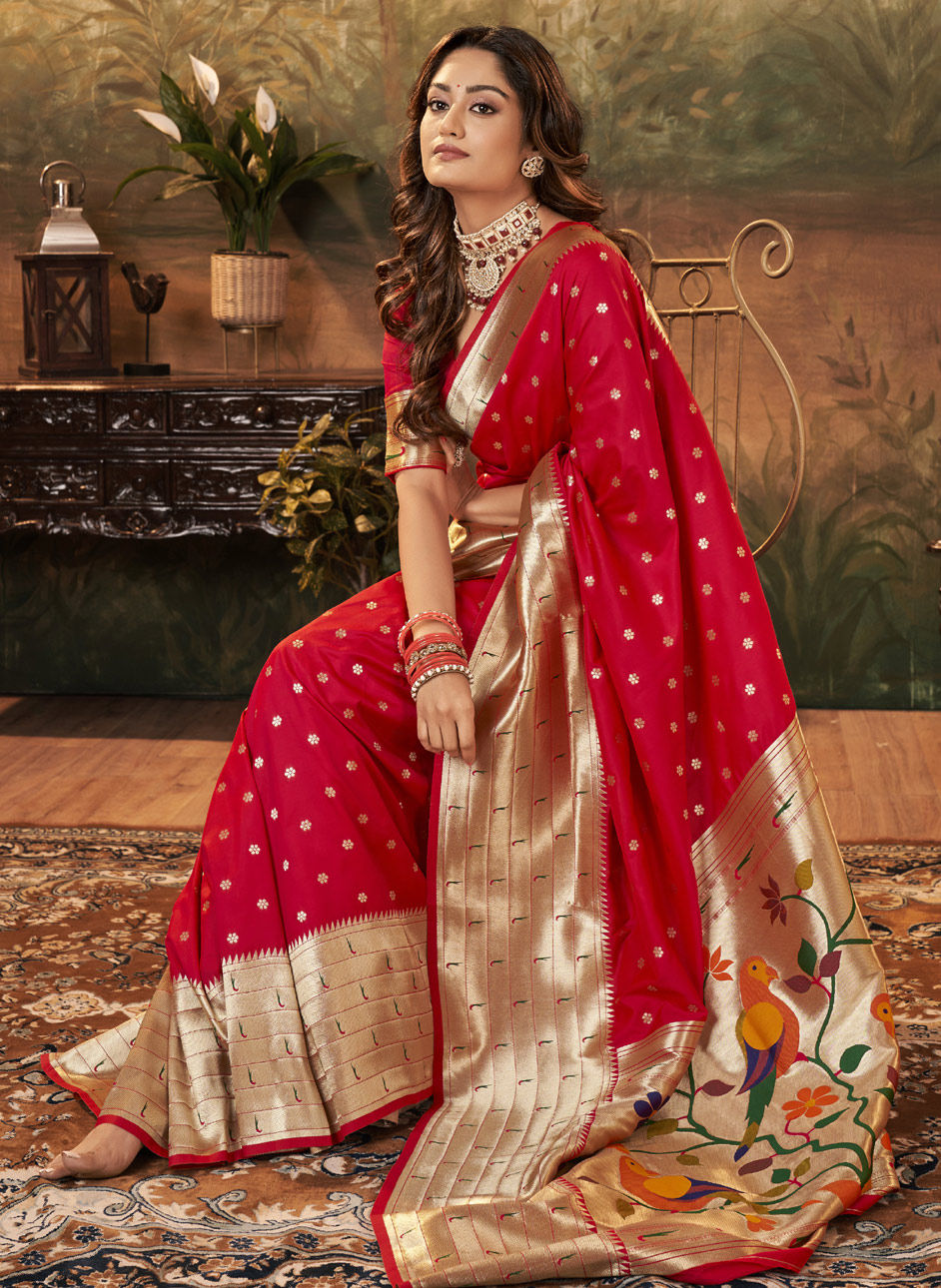 Traditional Red and Maroon color Art Silk, Silk fabric Saree : 1853706