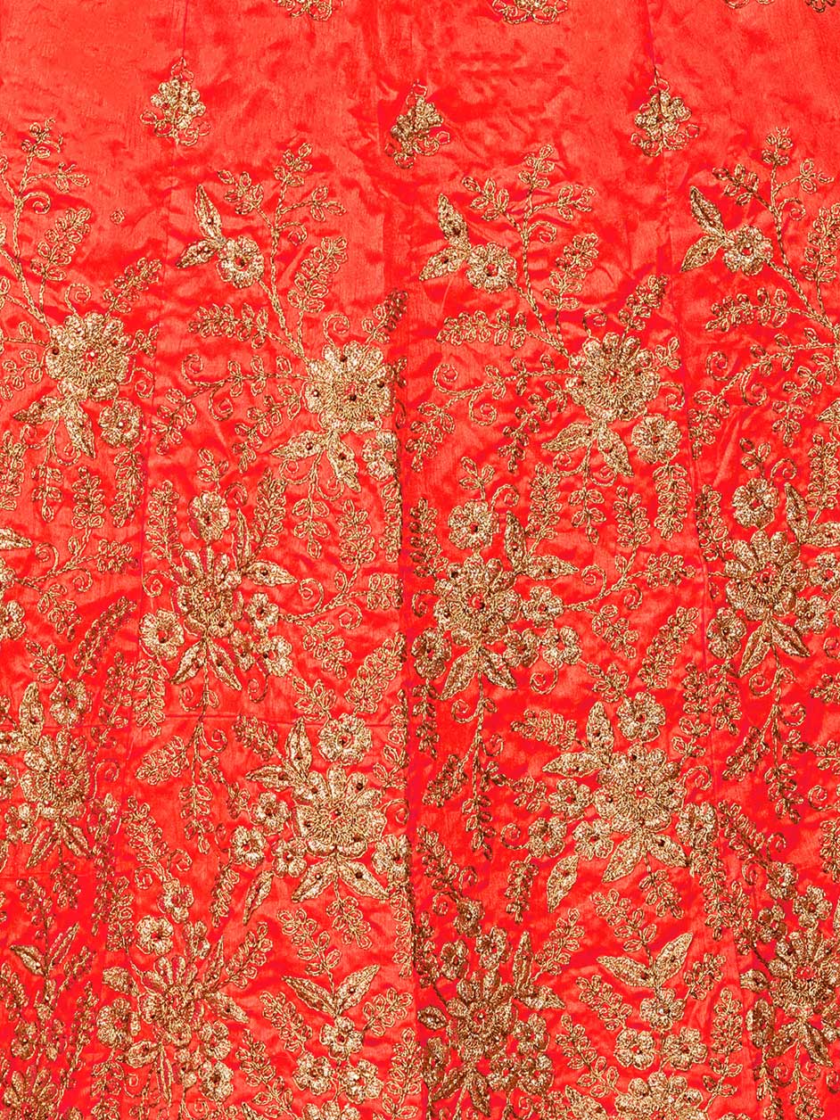 Festive, Reception Red and Maroon color Silk fabric Lehenga : 1863435