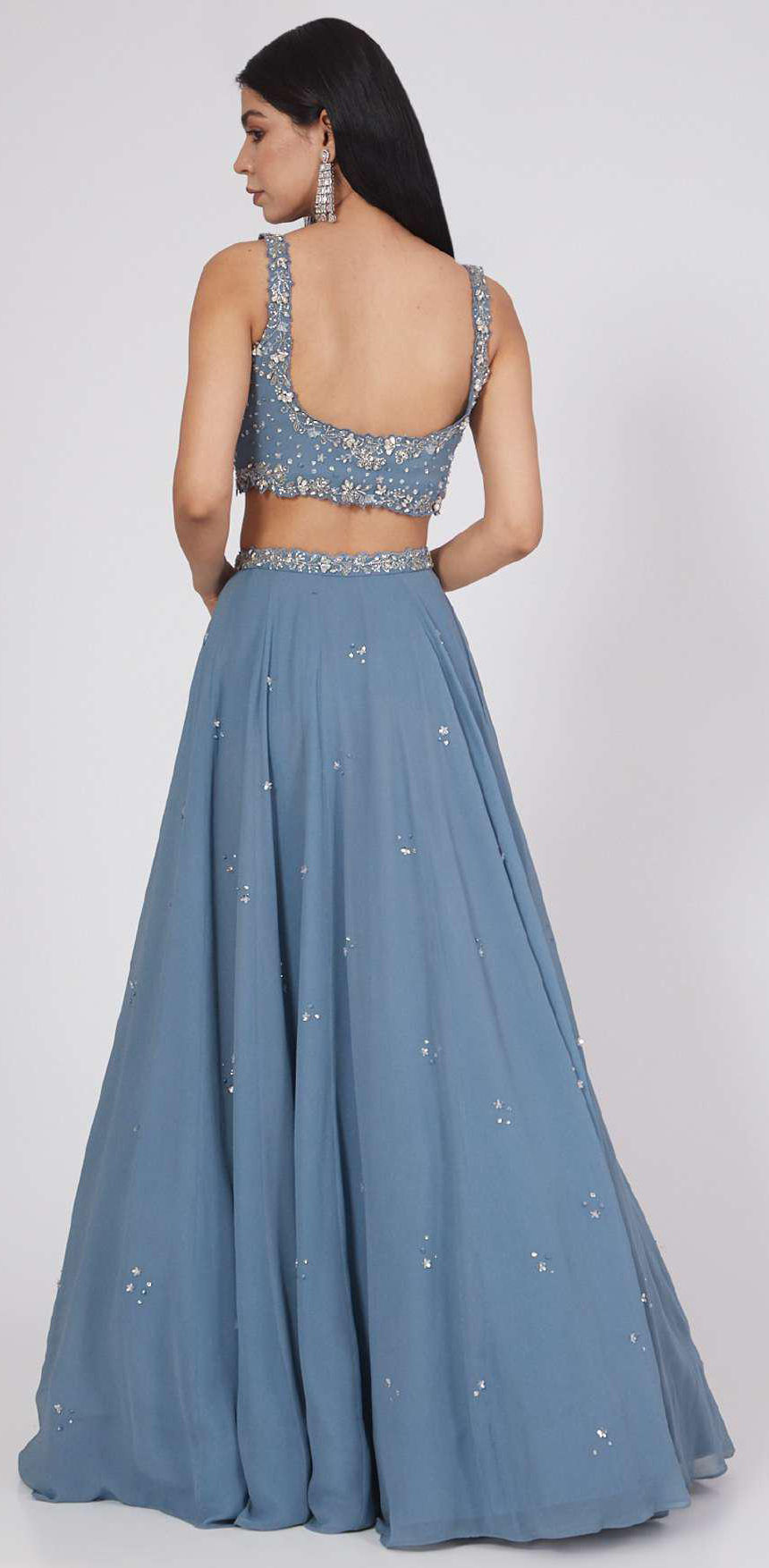 Mehendi Sangeet, Reception, Wedding Blue color Georgette fabric Ready ...