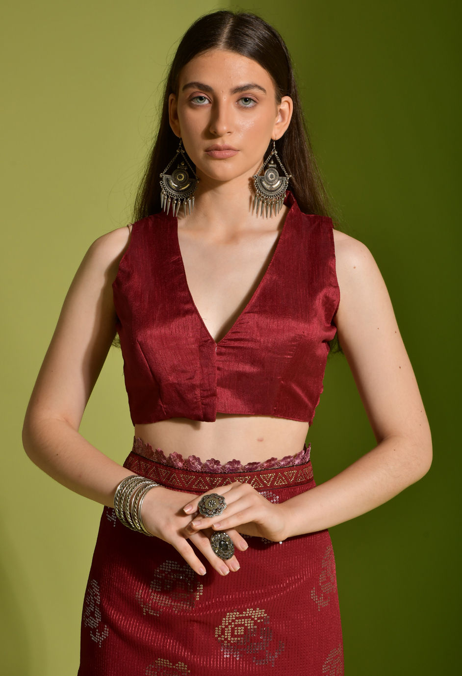 Party Wear, Reception Red and Maroon color Georgette fabric Saree : 1886609
