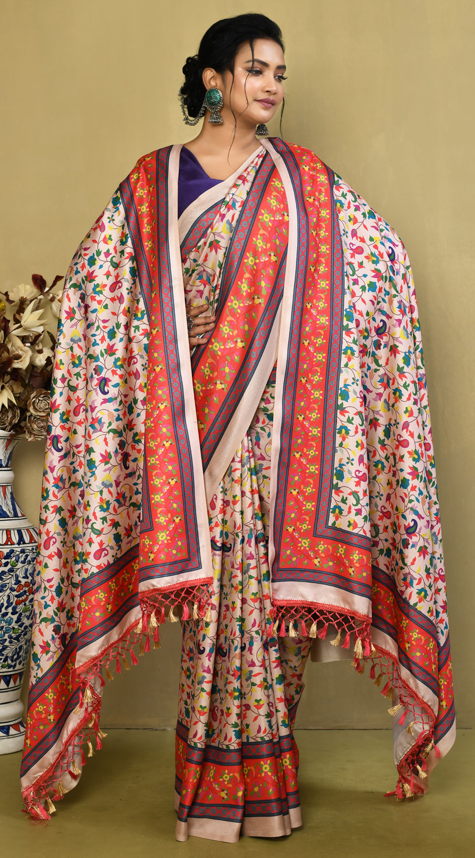 Mehendi Sangeet, Party Wear, Traditional Multicolor color Pashmina ...