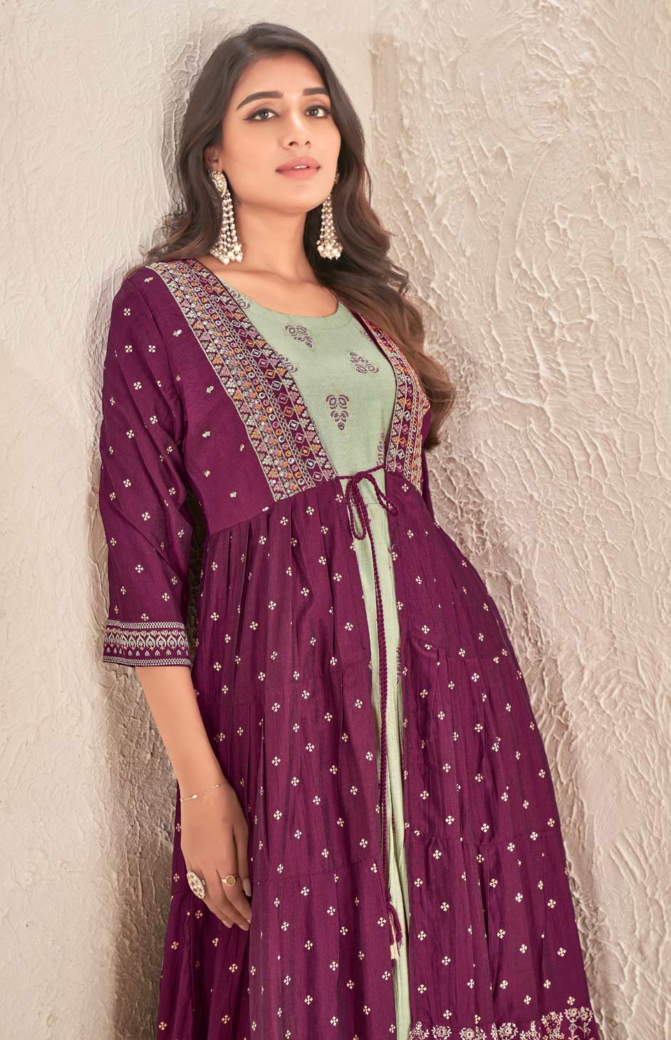 Festive, Party Wear Purple and Violet color Cotton fabric Kurti : 1929062
