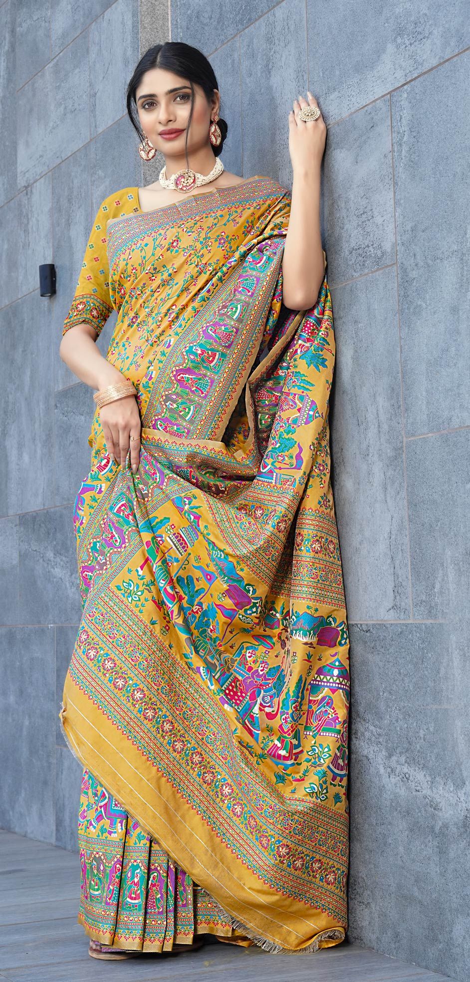 Festive, Reception, Wedding Green color Silk fabric Saree : 1930072