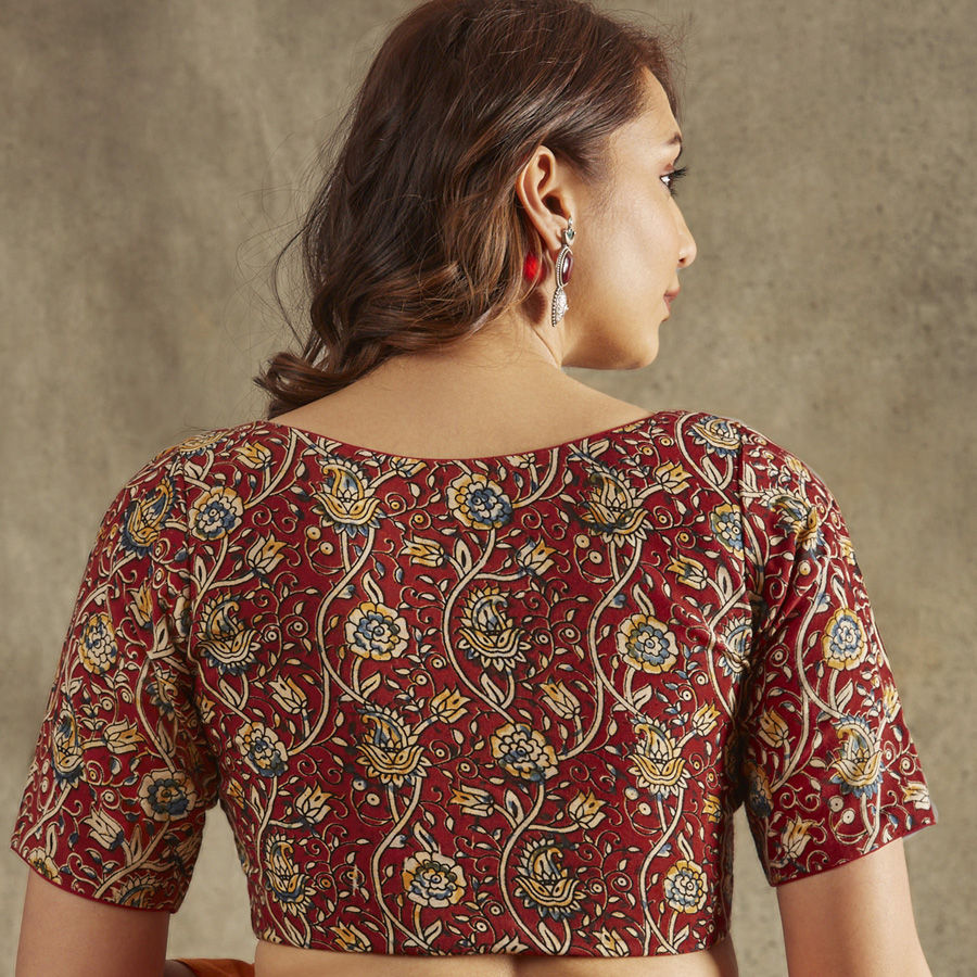 Party Wear Red and Maroon color Cotton fabric Blouse : 1944364
