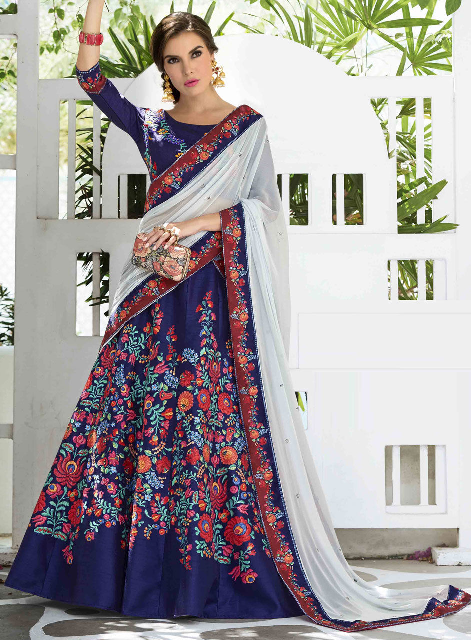 742574: Blue color family Brides maid Lehenga,Mehendi & Sangeet Lehenga