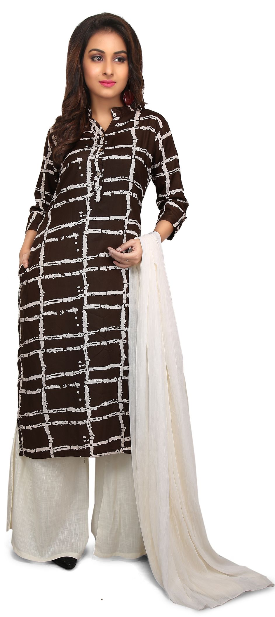 1539313: Casual Beige and Brown color Rayon fabric Salwar Kameez