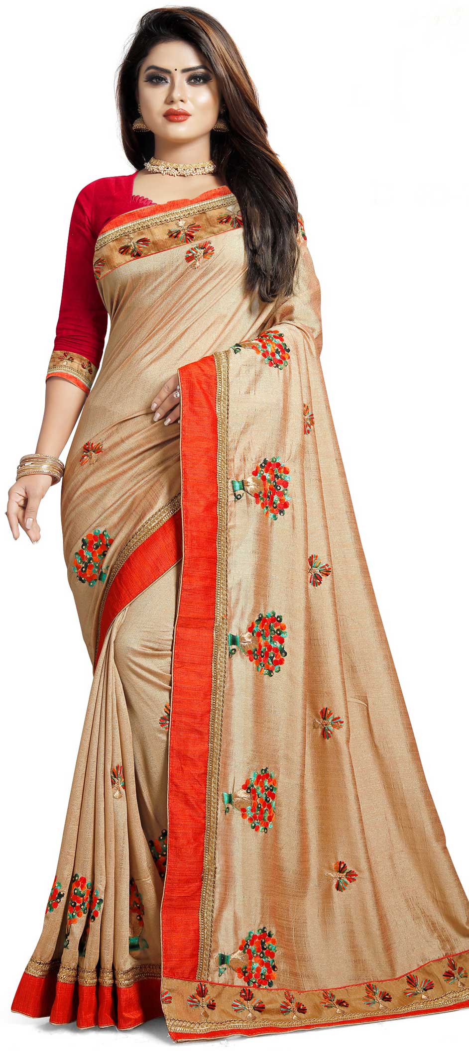 Traditional Beige and Brown color Art Silk, Silk fabric Saree : 1612056