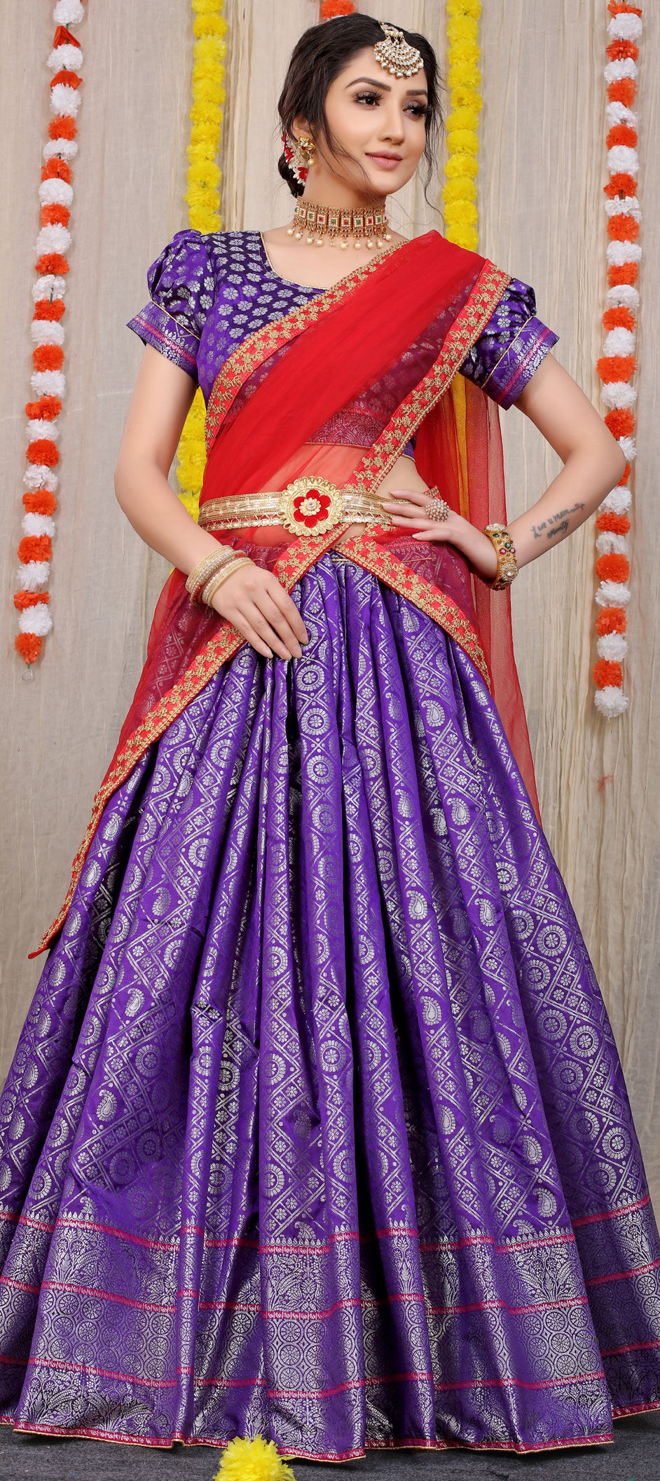 Festive, Party Wear Purple and Violet color Art Silk fabric Lehenga ...