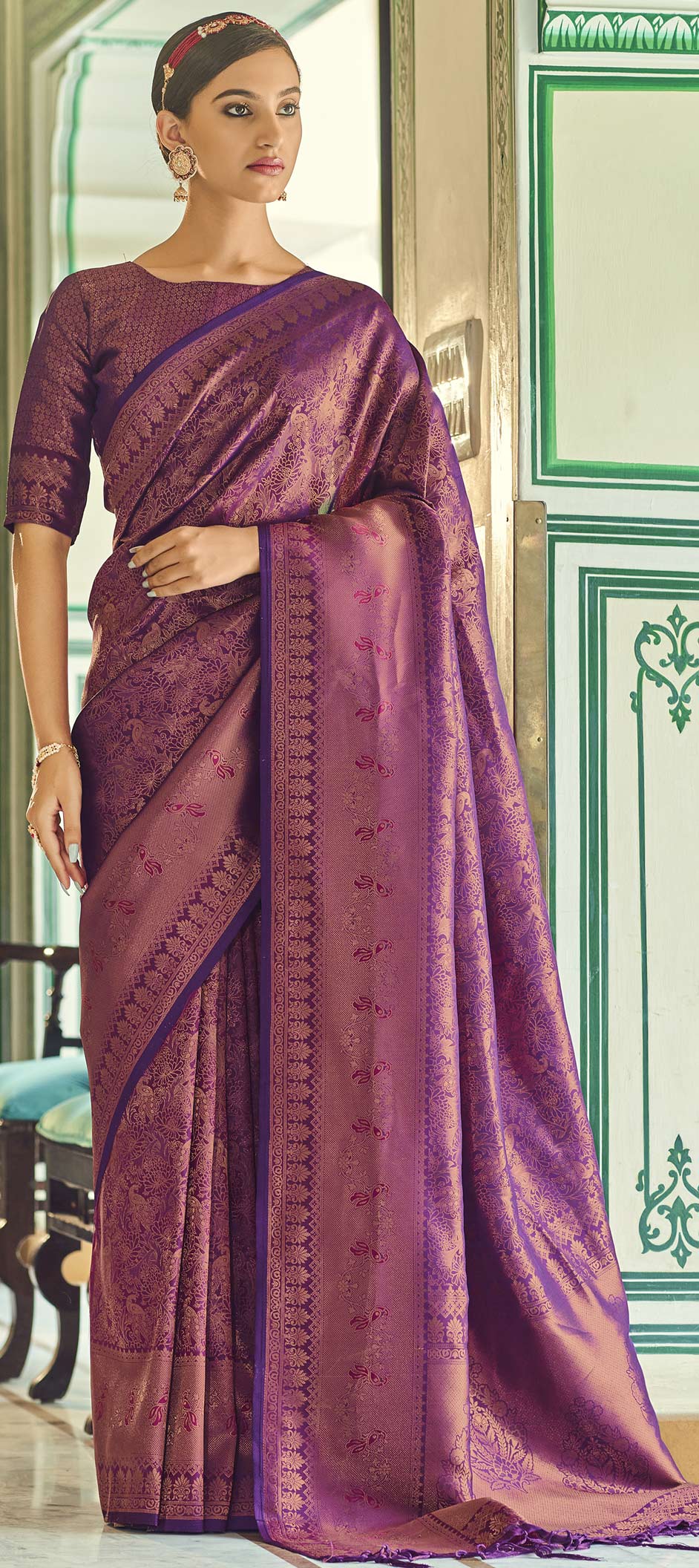 Traditional Red and Maroon color Art Silk, Silk fabric Saree : 1836555