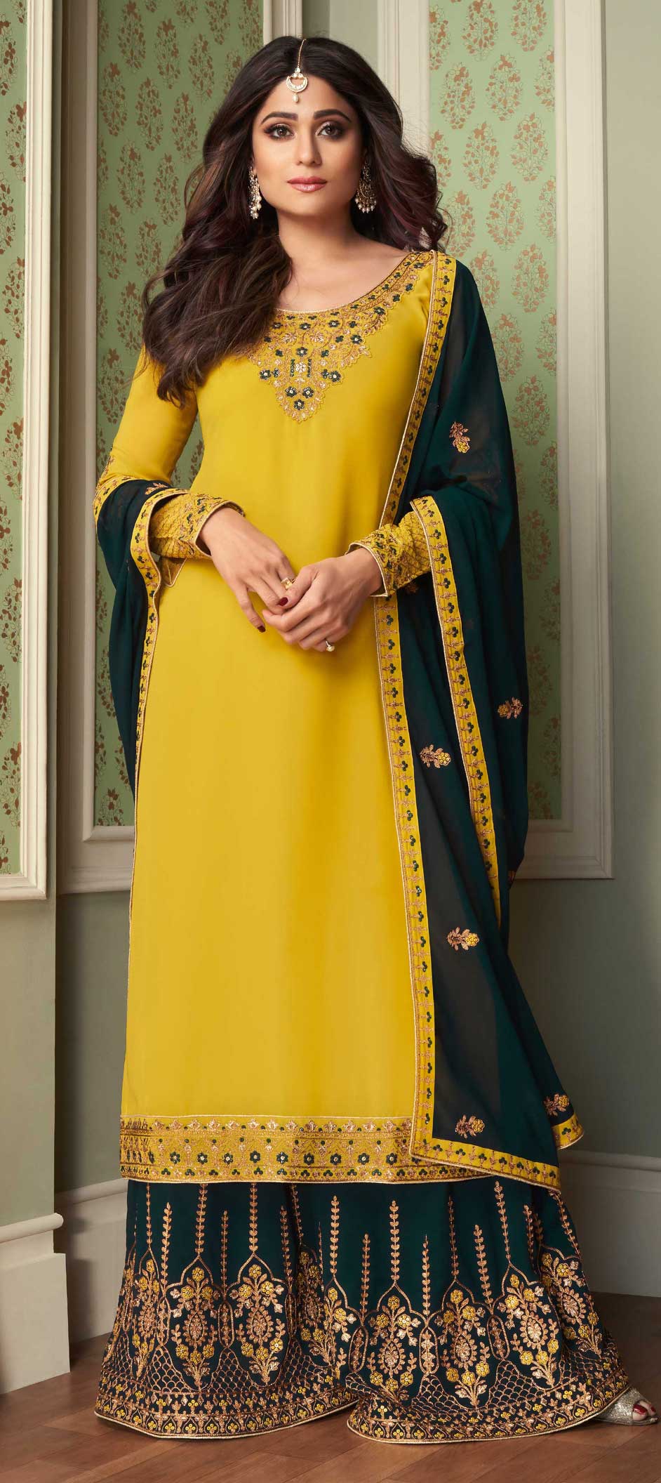 Bollywood Yellow color Georgette fabric Salwar Kameez : 1860961