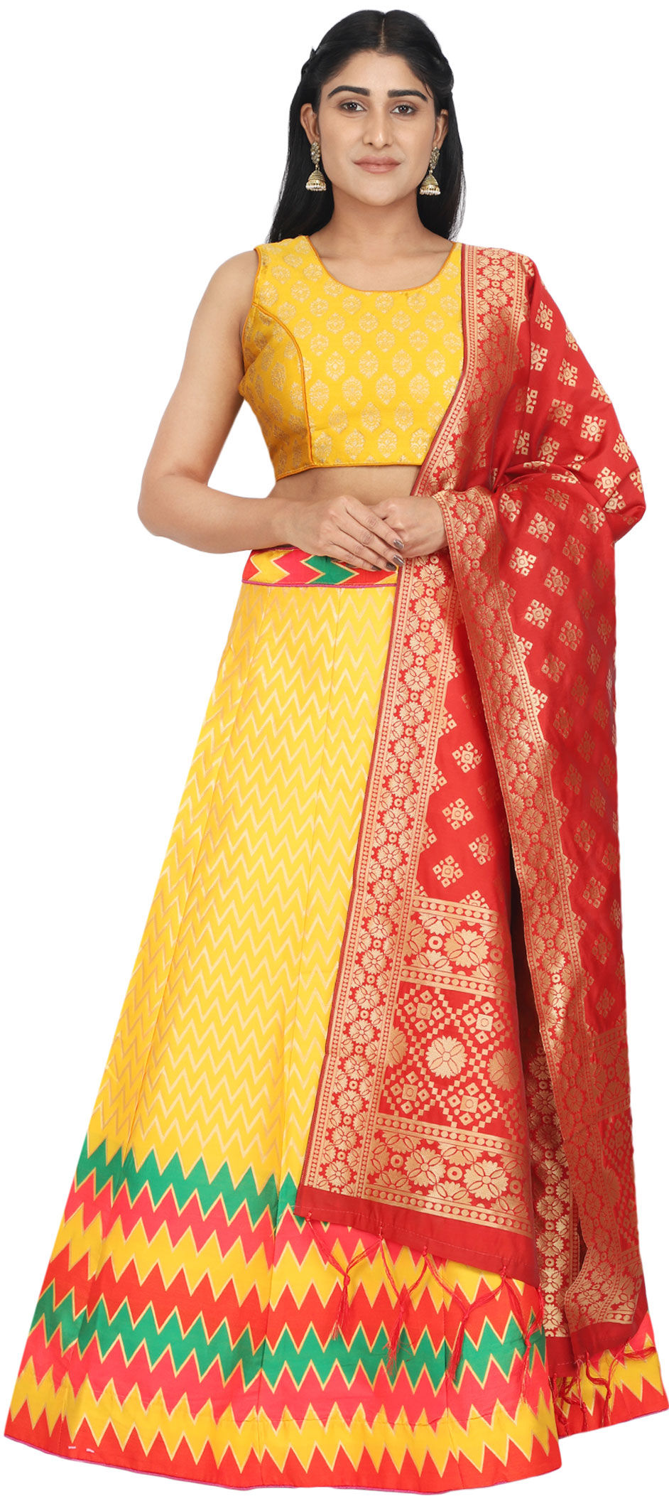 Engagement, Mehendi Sangeet, Reception Yellow color Banarasi Silk ...