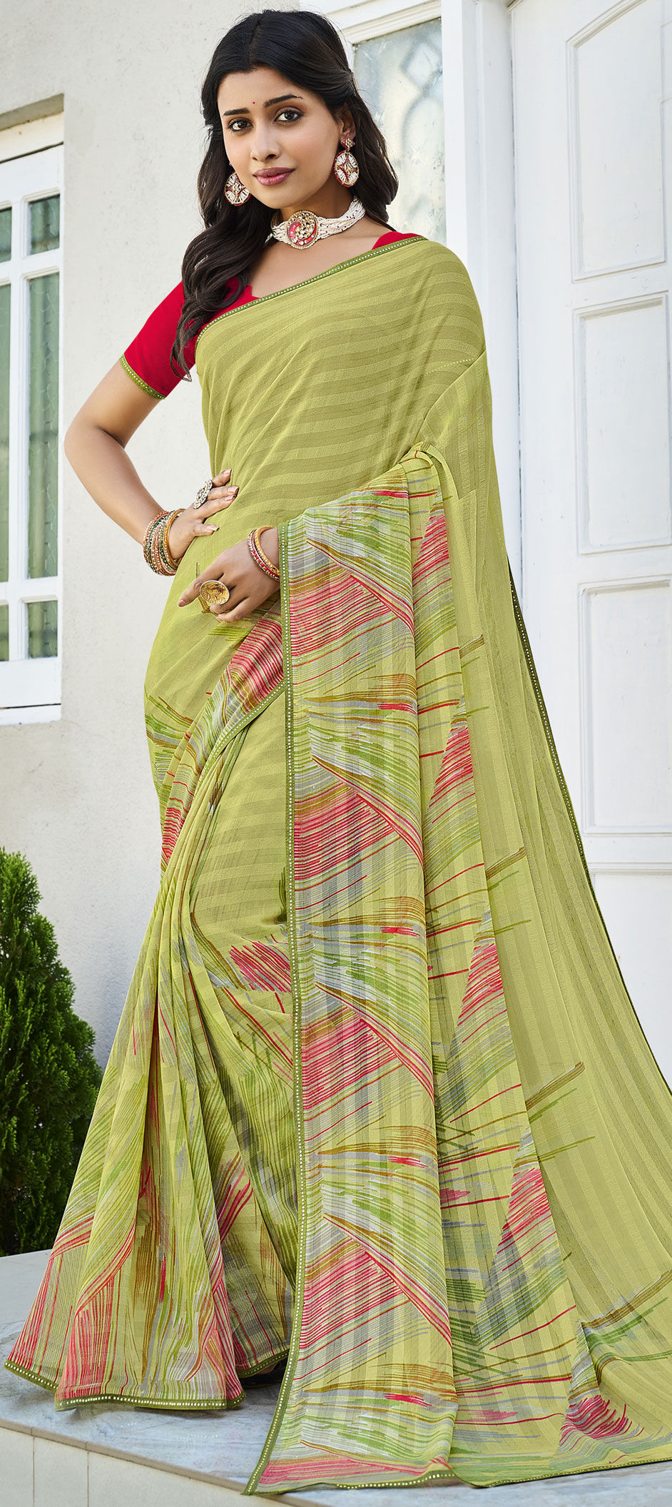 Party Wear, Reception Beige and Brown color Georgette fabric Saree ...