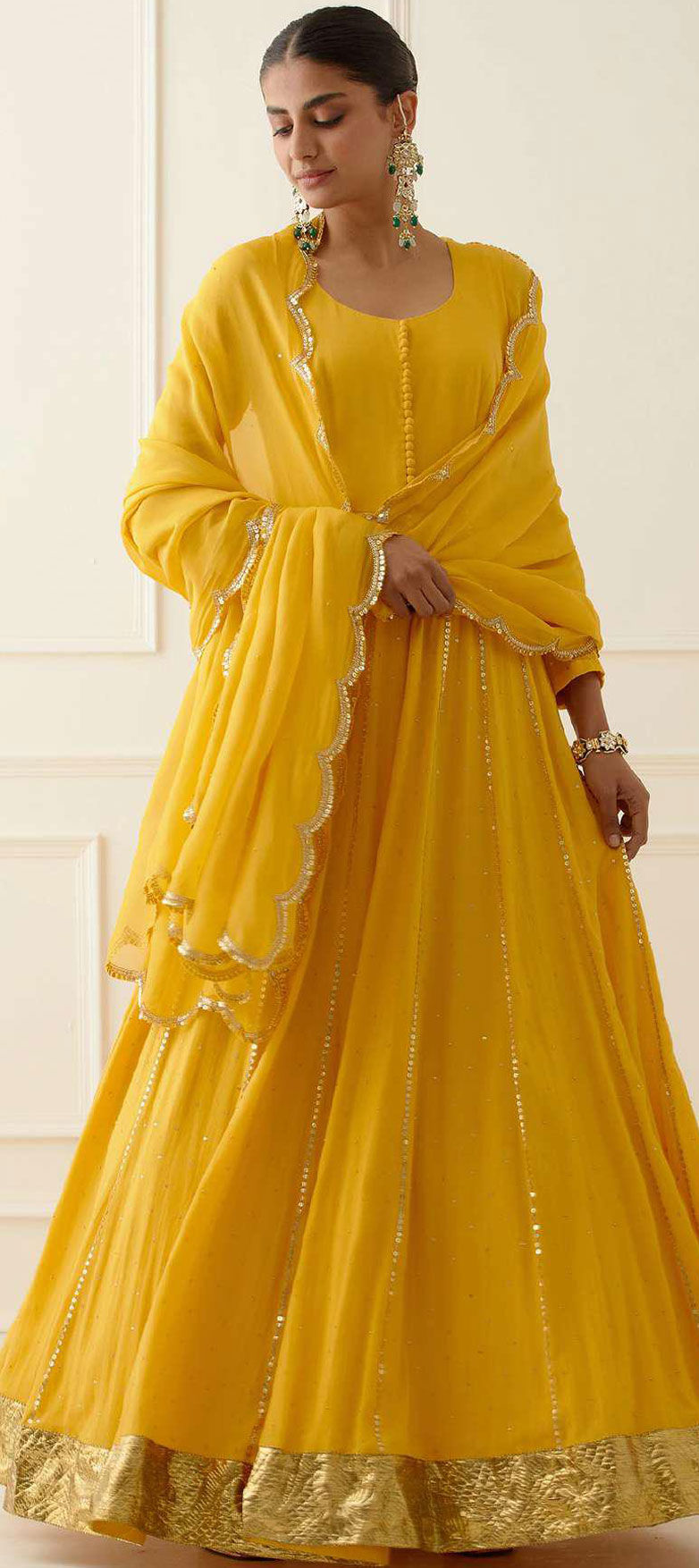 Designer, Party Wear, Reception Yellow color Georgette fabric Salwar ...