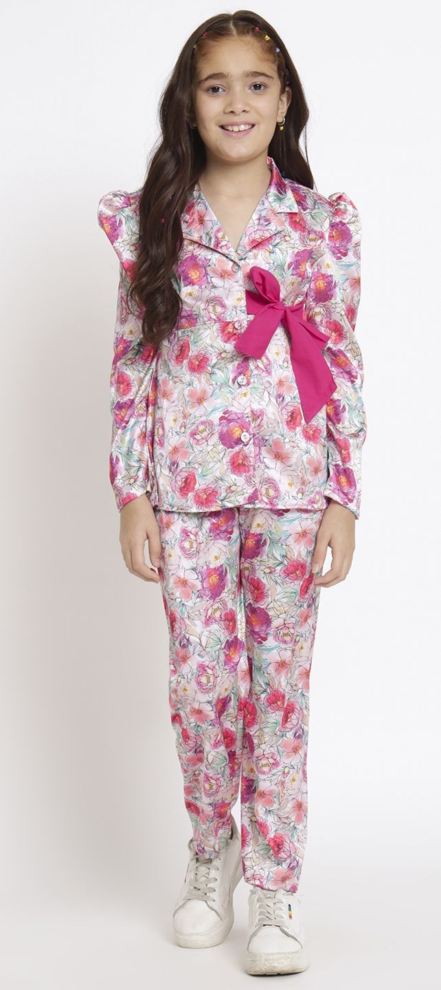 Festive, Summer Multicolor color Satin Silk fabric Girls Co-ords Set ...