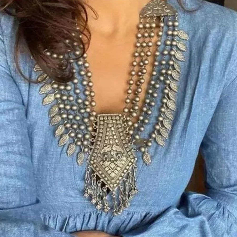 Silver color Metal Alloy metal Necklace : 1890229