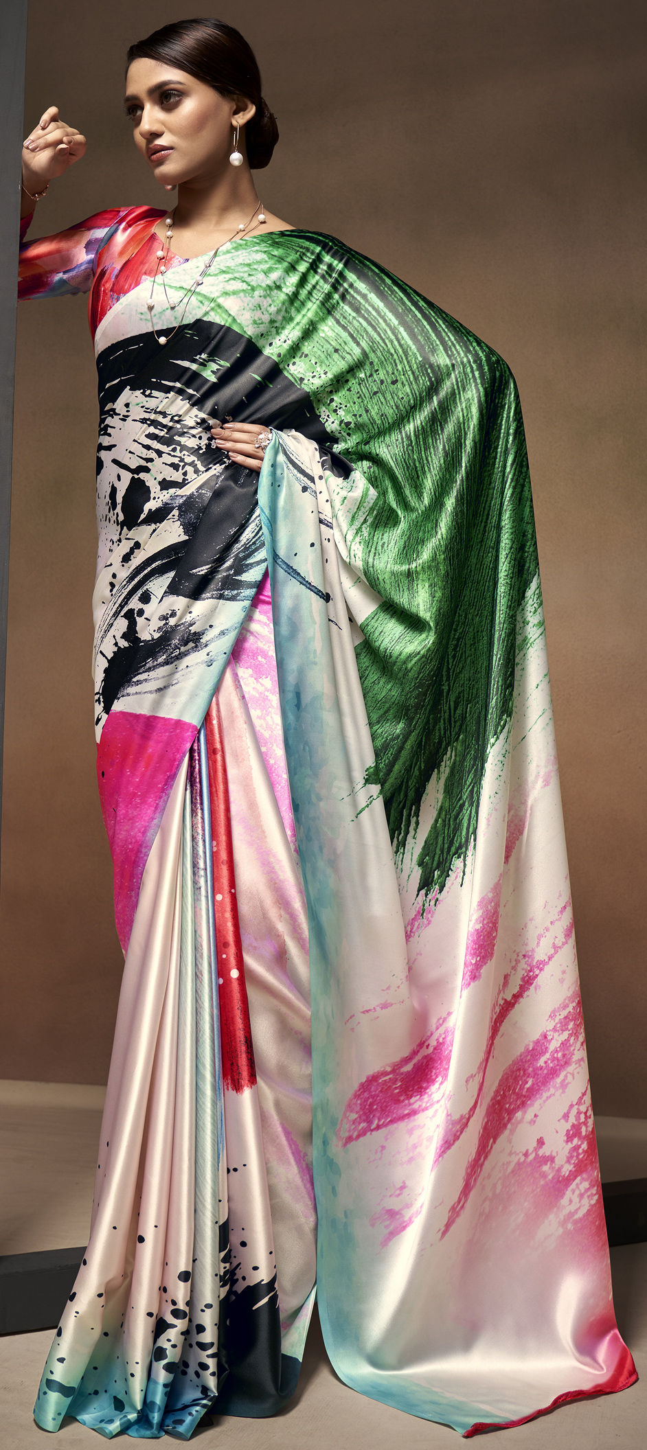 Party Wear, Traditional Multicolor color Satin Silk, Silk fabric Saree ...