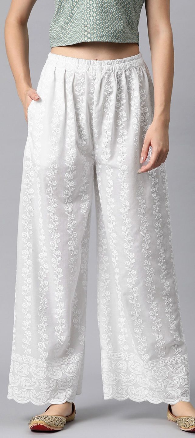 Summer White and Off White color Malmal fabric Palazzo : 1899826