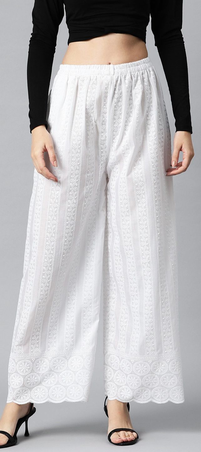 Summer White and Off White color Malmal fabric Palazzo : 1899832