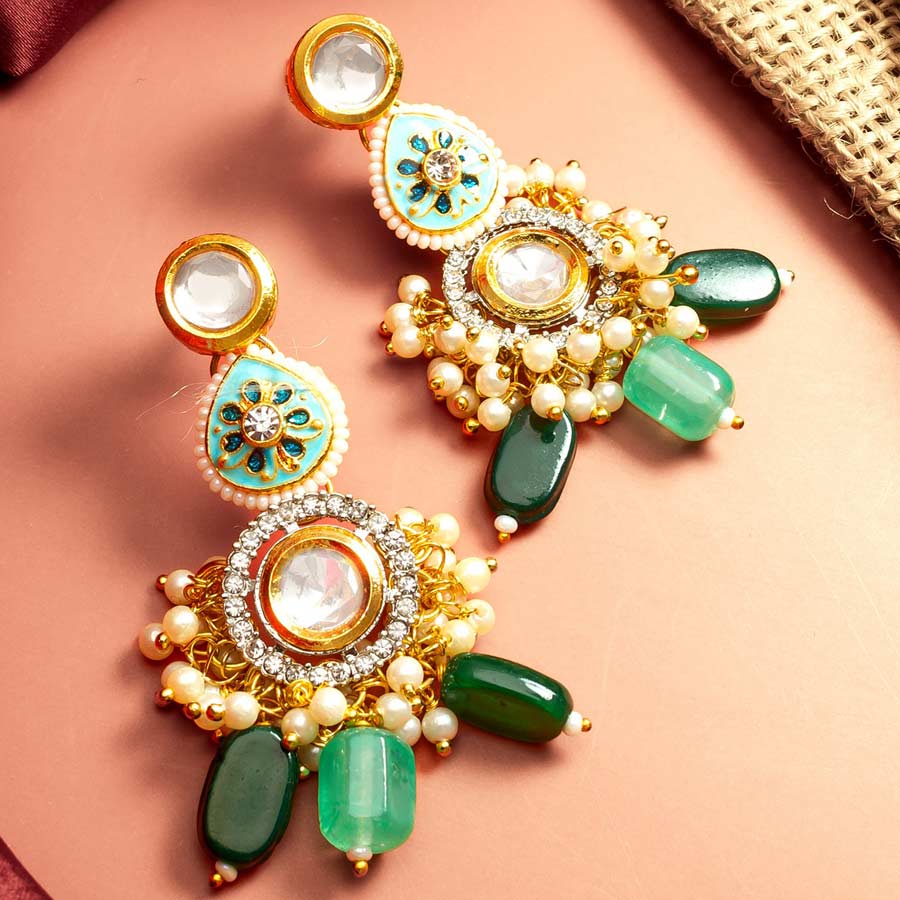 Green color Metal Alloy metal Earrings : 1902982