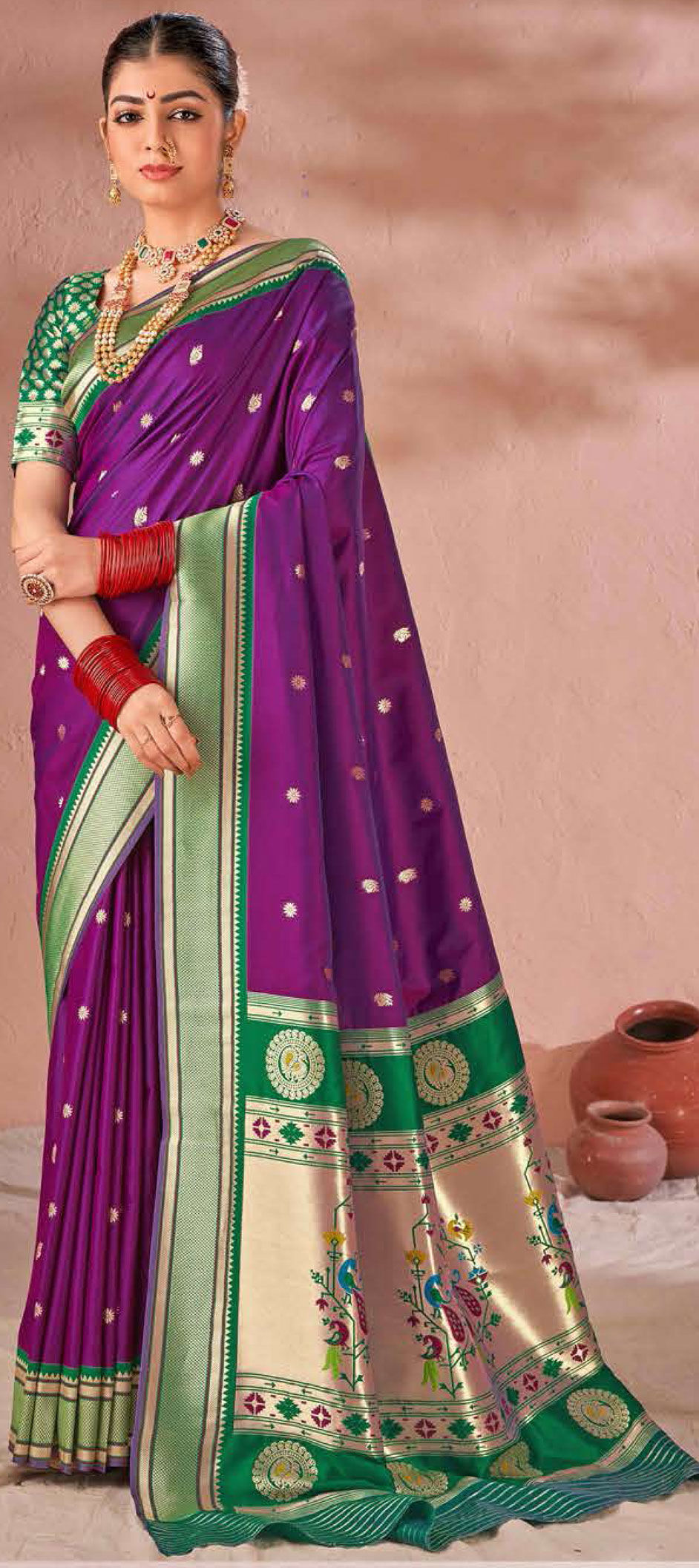 Party Wear, Traditional Purple and Violet color Silk fabric Saree : 1908242