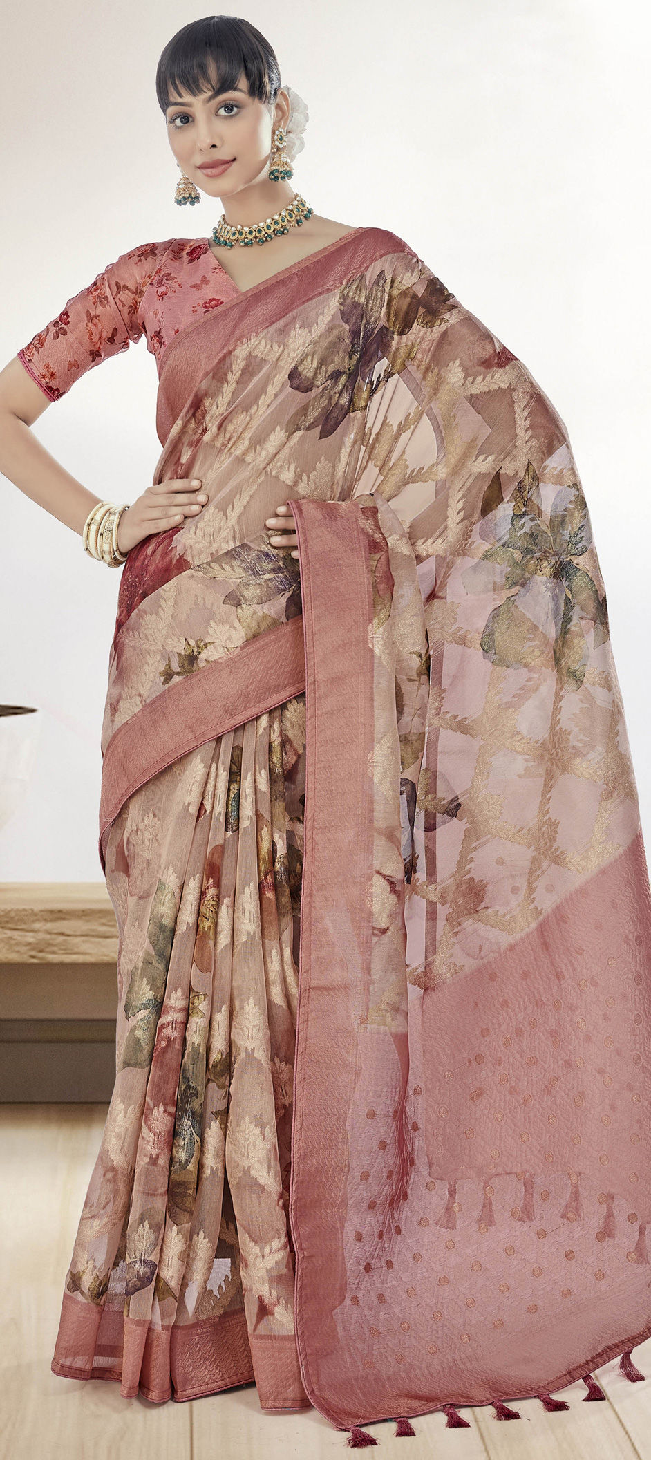 Party Wear, Traditional Multicolor color Organza Silk, Silk fabric ...