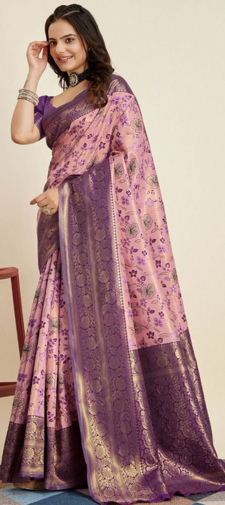 Party Wear, Traditional Purple and Violet color Art Silk fabric Saree ...