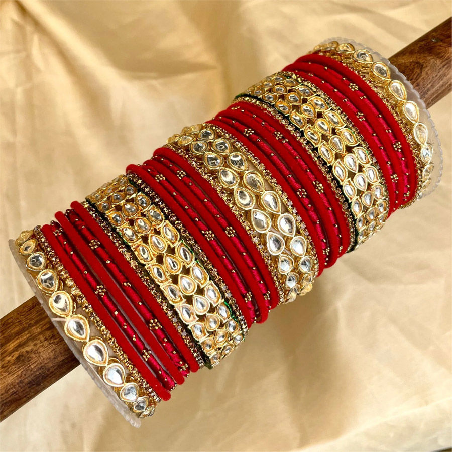 Red and Maroon color Metal Alloy metal Bangles : 1931185