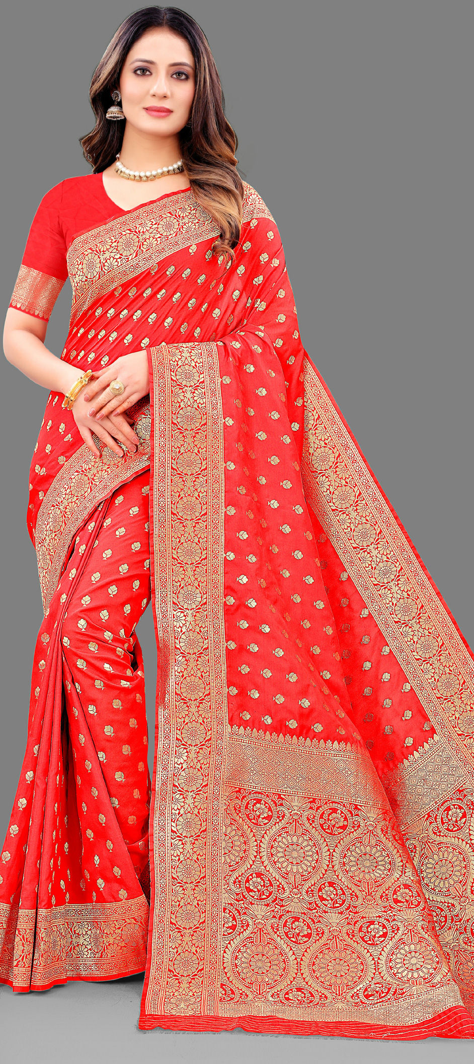 Festive, Traditional Red and Maroon color Art Silk fabric Saree : 1943818