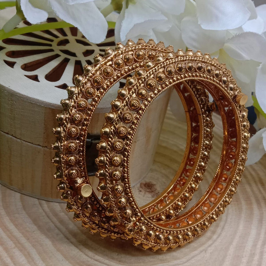 Gold color Copper metal Bangles : 1944265