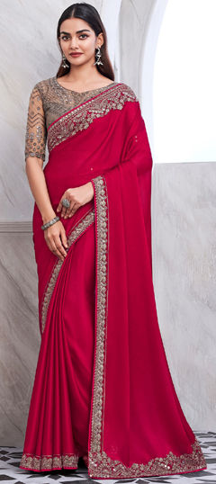 Engagement, Traditional, Wedding Red and Maroon color Silk fabric Saree : 1961359