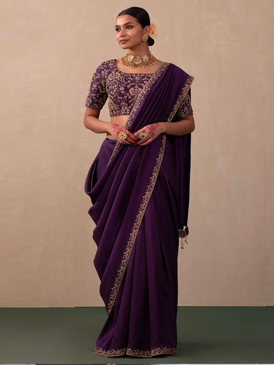 Party Wear, Traditional Purple and Violet color Art Silk fabric Saree ...
