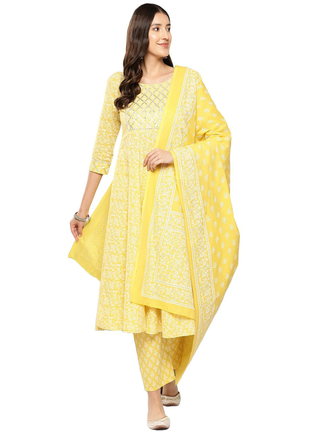 Summer Yellow color Cotton fabric Salwar Kameez : 1954377