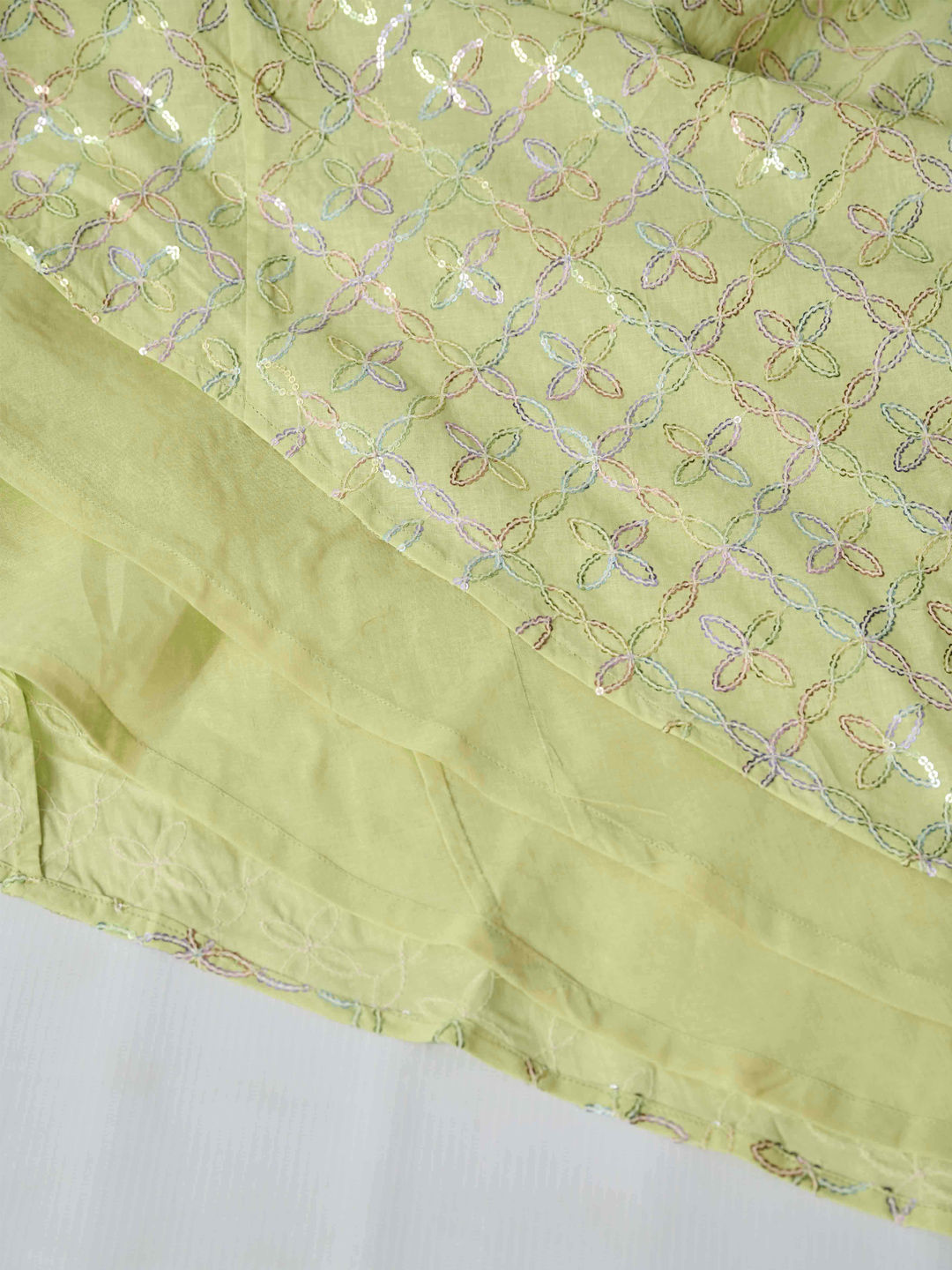 Engagement, Reception, Wedding Green color Cotton fabric Ready to Wear Lehenga : 1954847