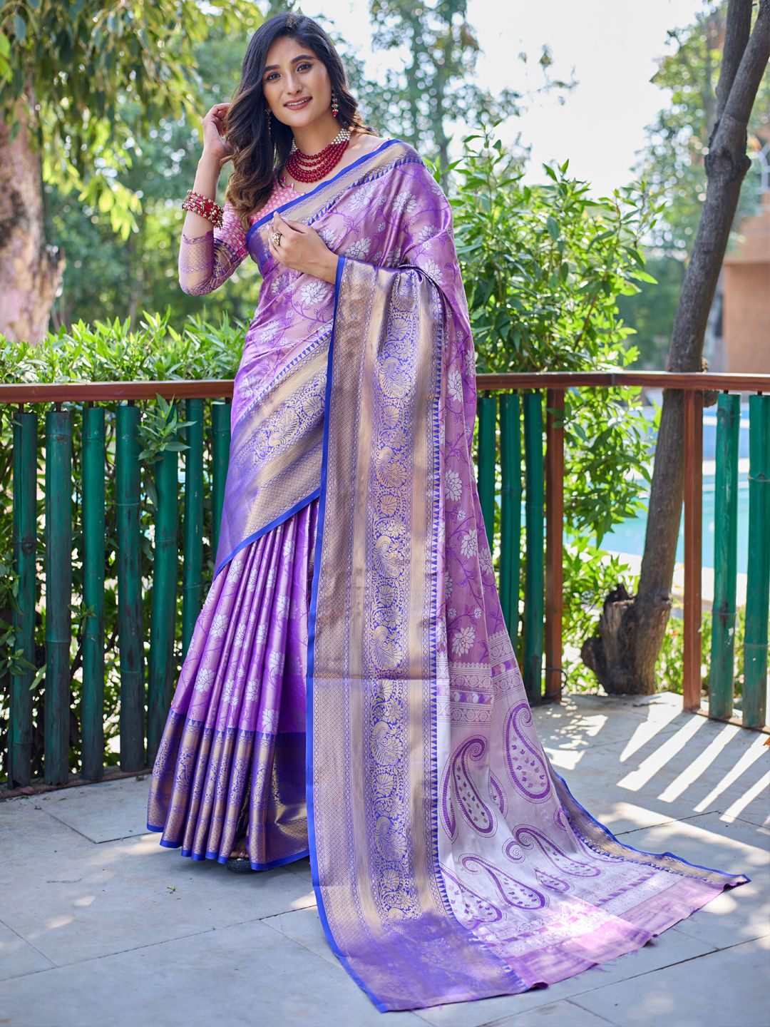 Festive, Traditional Purple and Violet color Banarasi Silk fabric Saree ...