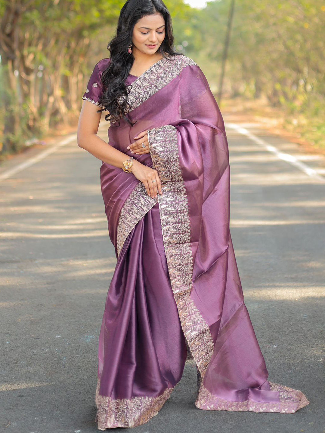 Festive, Traditional Purple and Violet color Art Silk fabric Saree ...