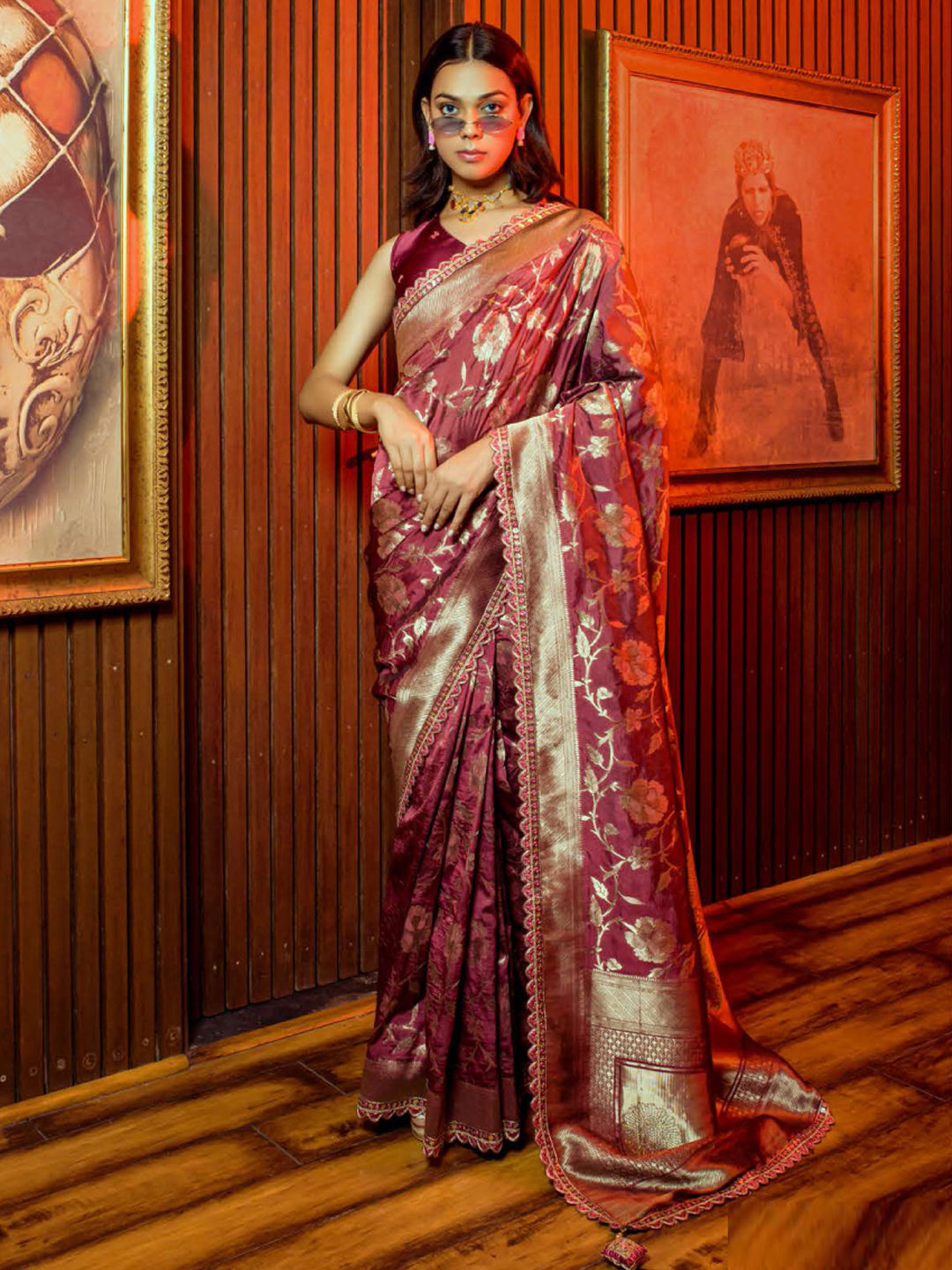 Traditional, Wedding Red and Maroon color Silk fabric Saree : 1956645