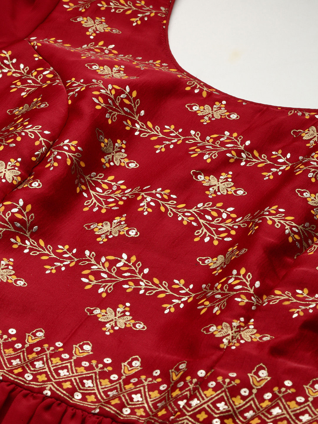 Party Wear Red and Maroon color Georgette fabric Gown : 1957270