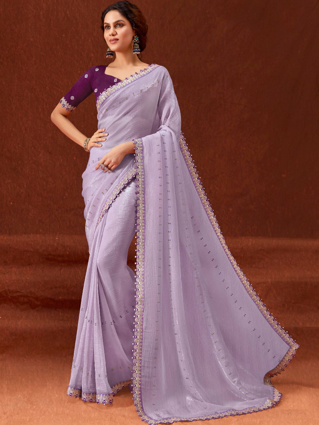 Festive, Party Wear, Traditional Purple and Violet color Silk fabric ...