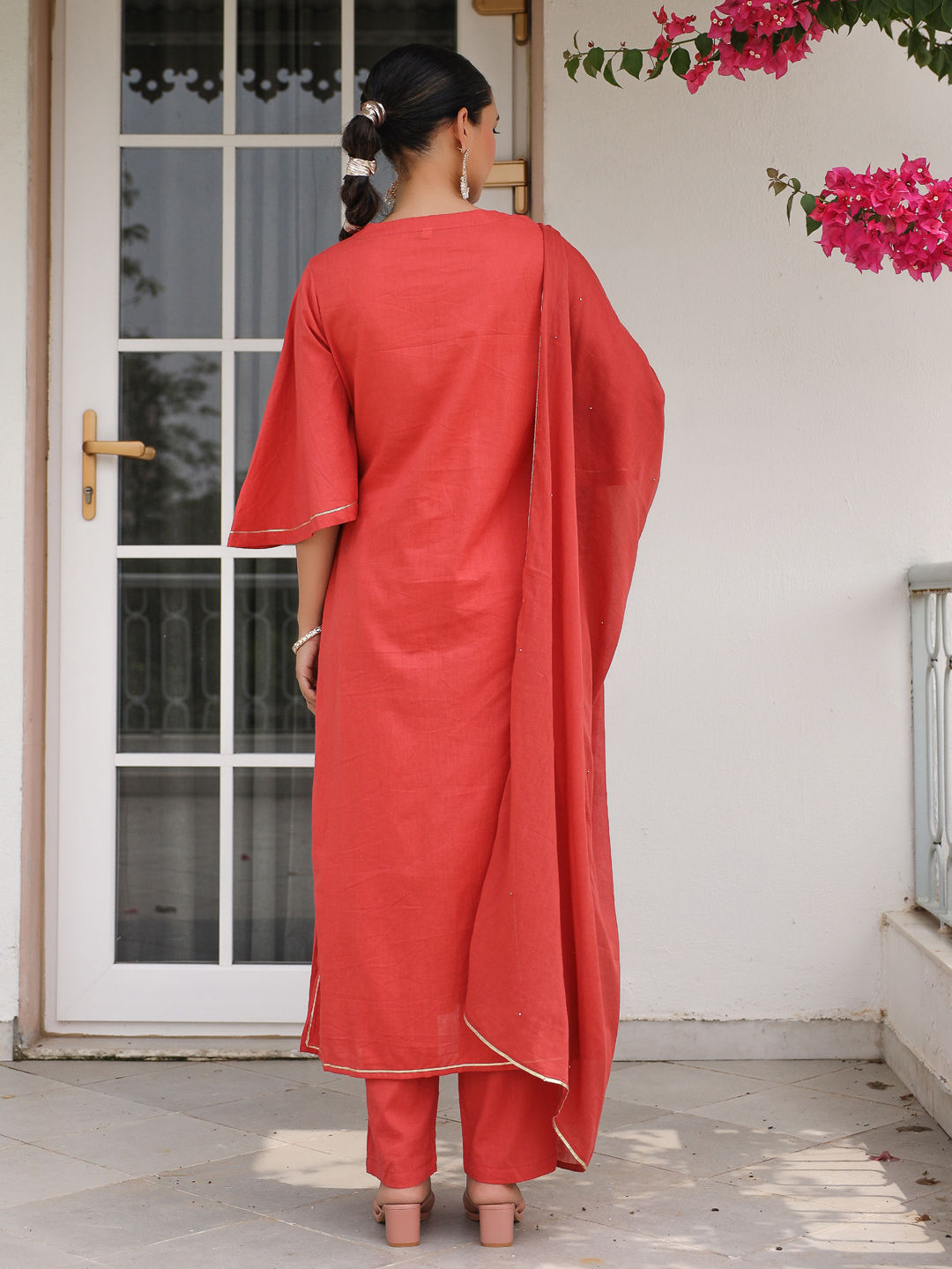 Engagement, Festive, Reception Orange color Malmal fabric Salwar Kameez ...