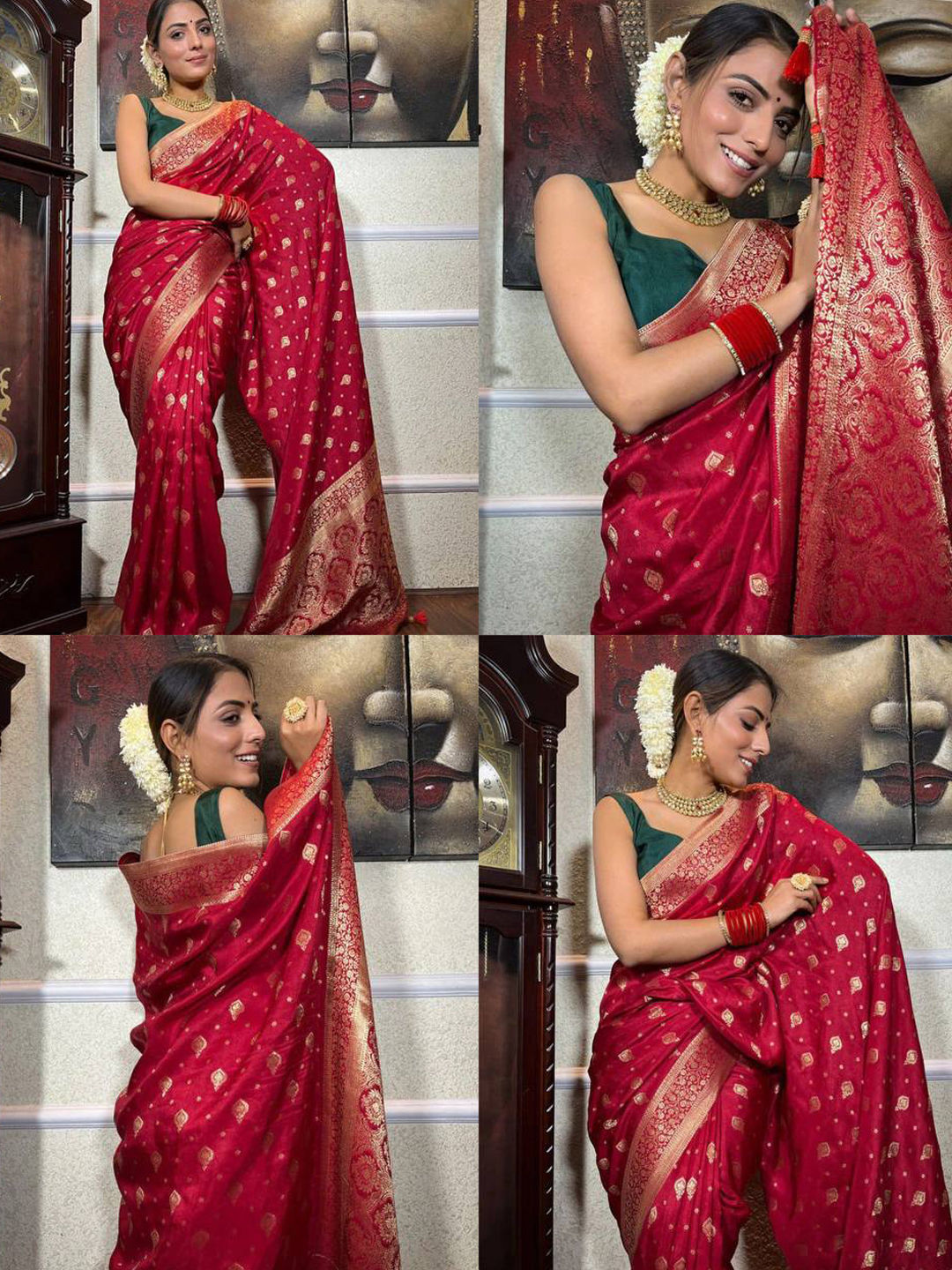 Festive, Traditional Red and Maroon color Art Silk fabric Saree : 1961635