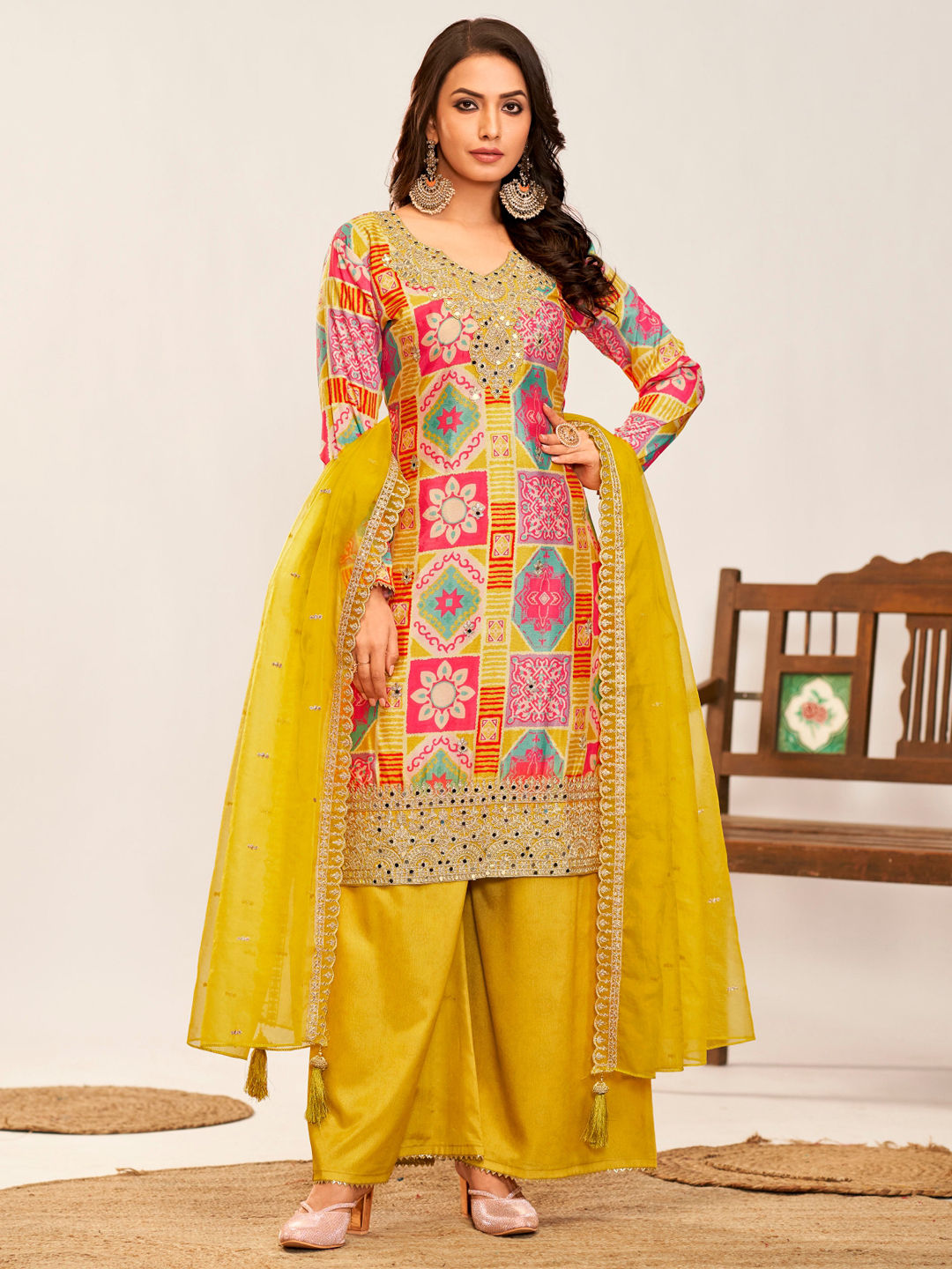 Festive, Party Wear Yellow color Silk fabric Salwar Kameez : 1968580