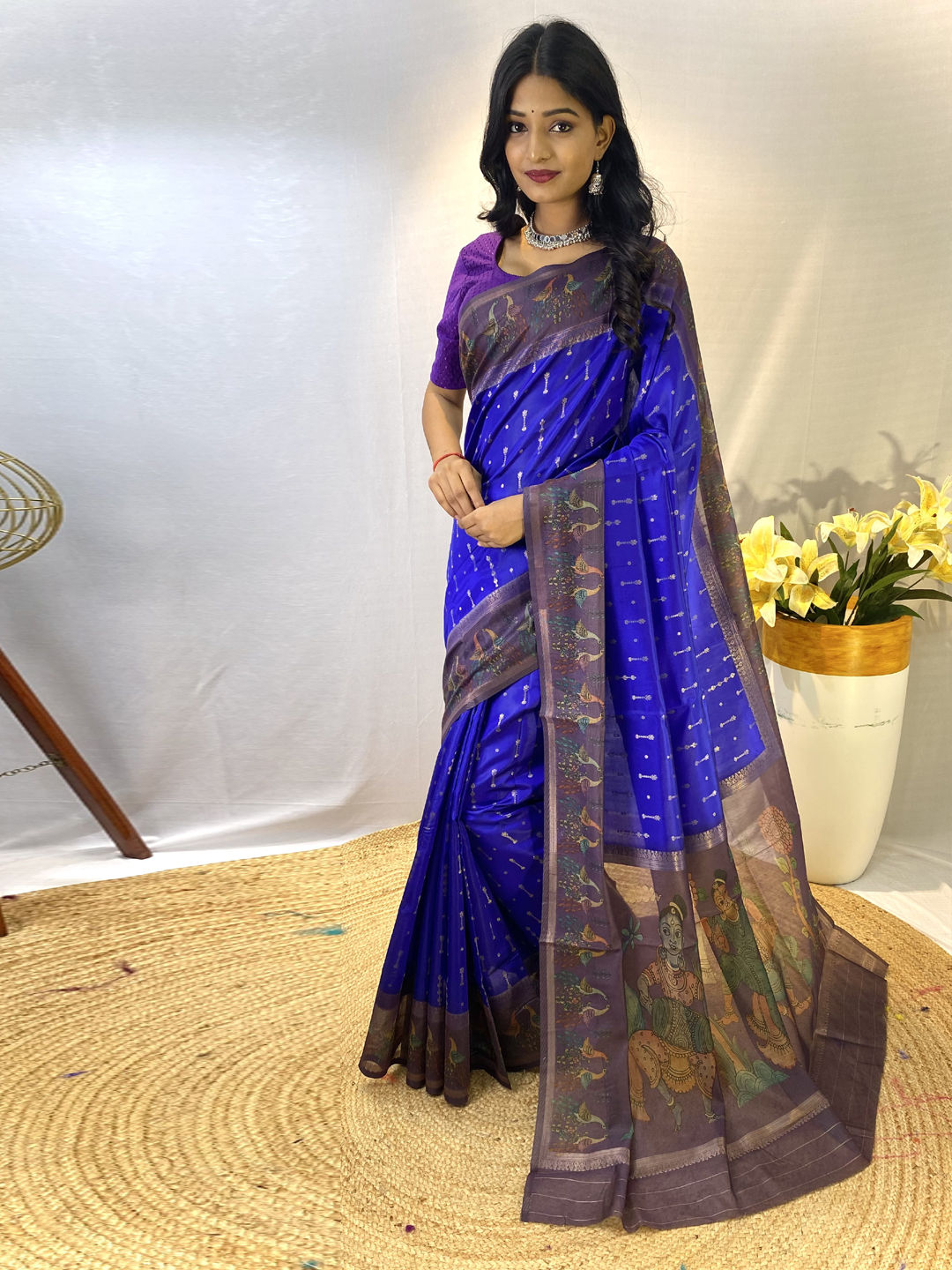Festive, Traditional, Wedding Blue color Chanderi Silk fabric Saree ...