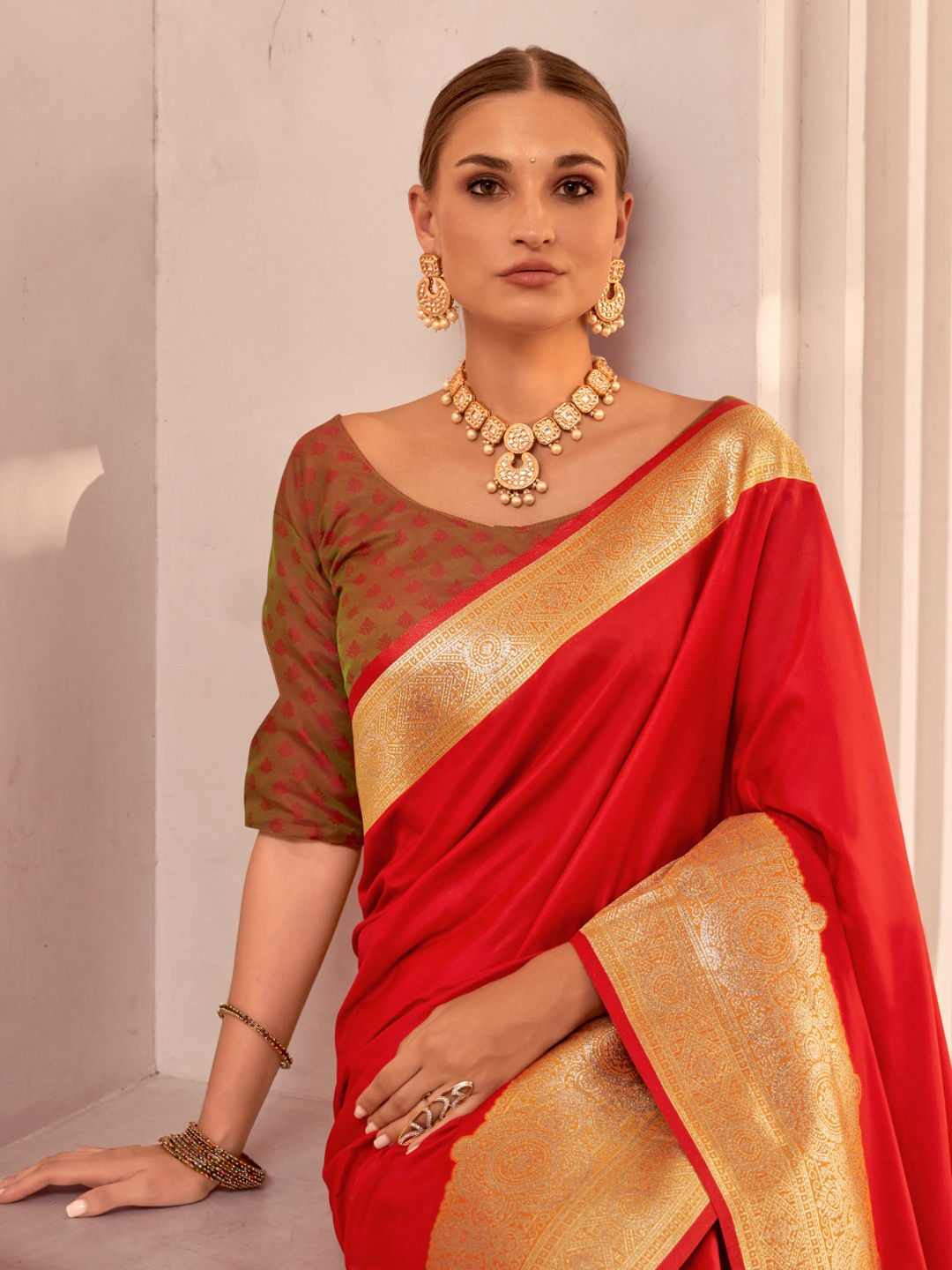 Festive, Reception, Traditional Red and Maroon color Silk fabric Saree ...