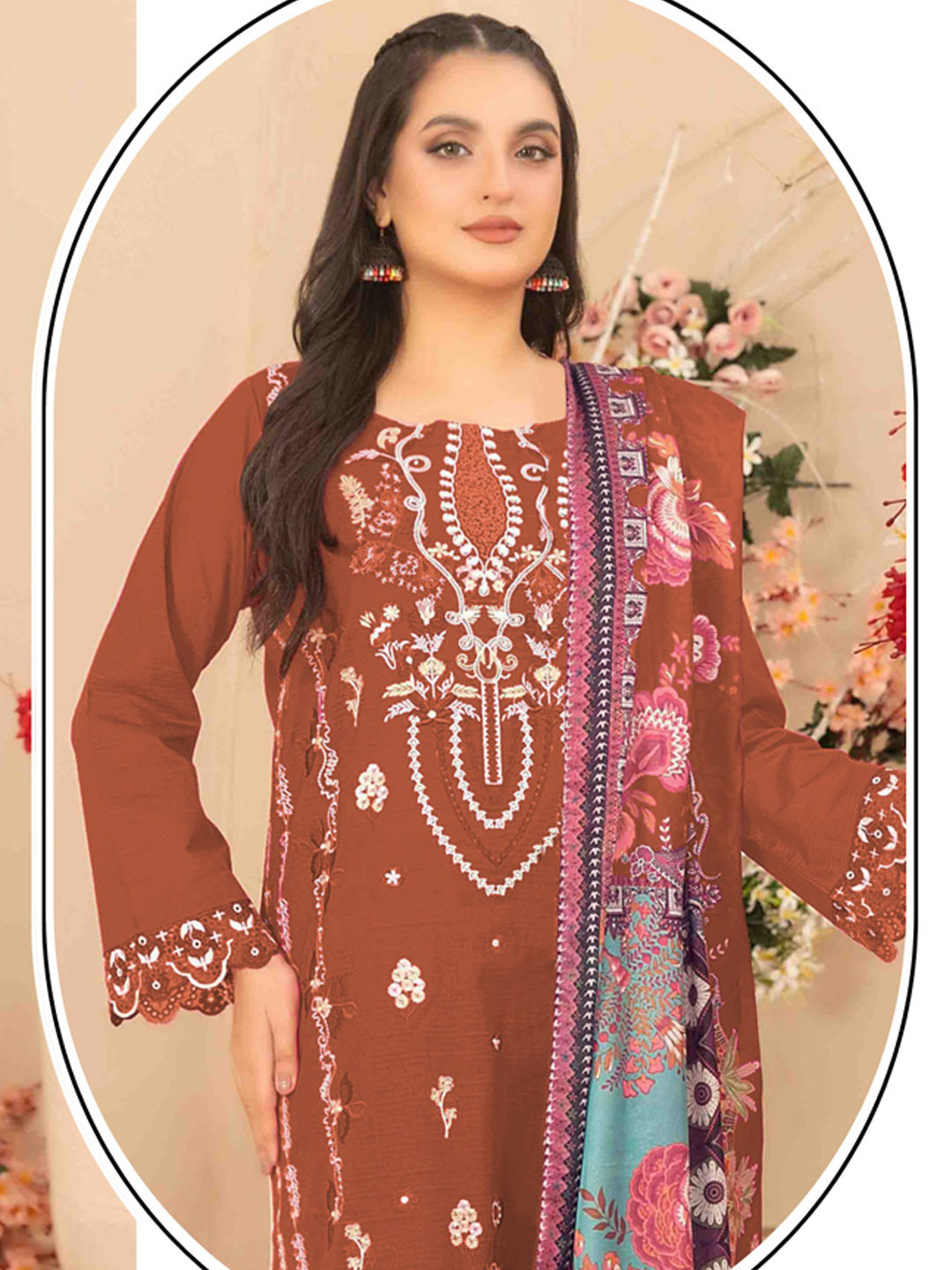 Festive, Party Wear Beige and Brown color Cotton fabric Salwar Kameez ...