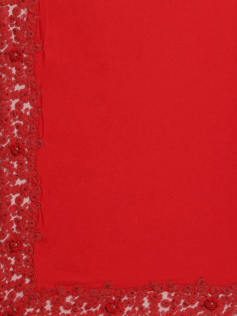 Bollywood Red and Maroon color Net, Satin Silk, Silk fabric Saree : 1569322