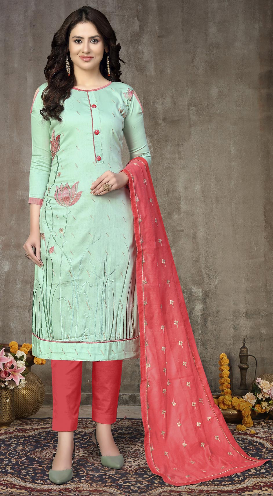 Festive, Party Wear Blue color Cotton fabric Salwar Kameez : 1707670