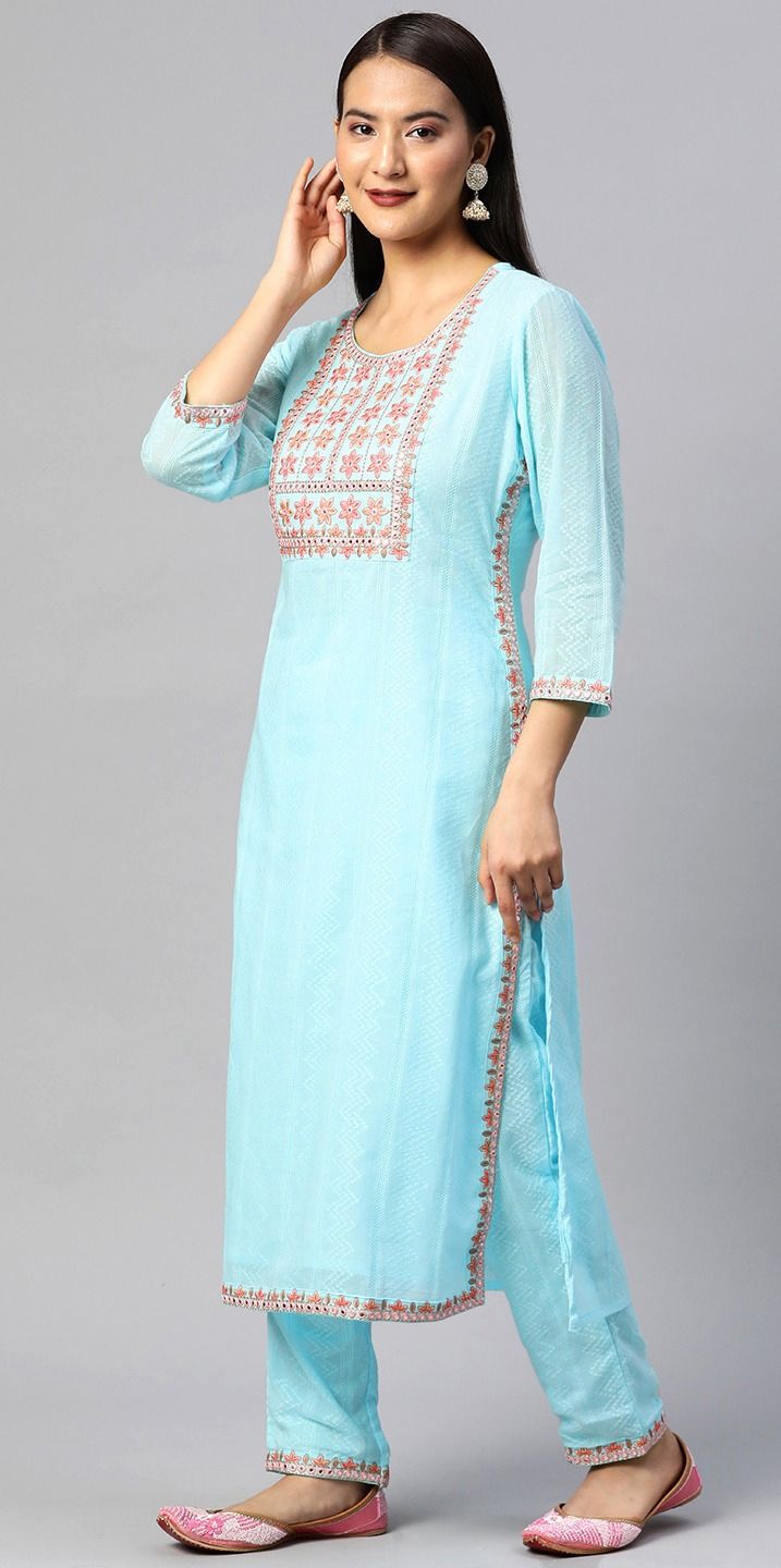 Festive, Party Wear Blue color Malmal fabric Salwar Kameez : 1846694