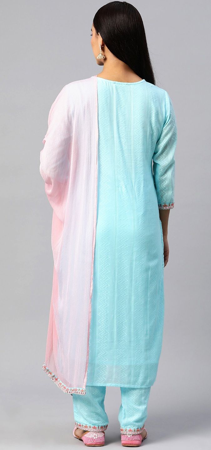 Festive, Party Wear Blue color Malmal fabric Salwar Kameez : 1846694